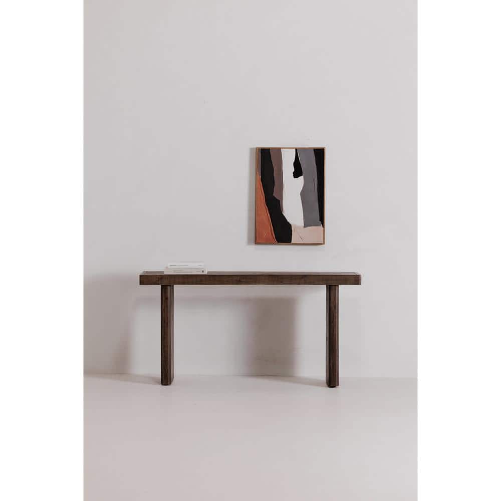 NADAAL STUDIOS Brannon 60 in. Aged Brown Rectangle Solid Pine Wood ...