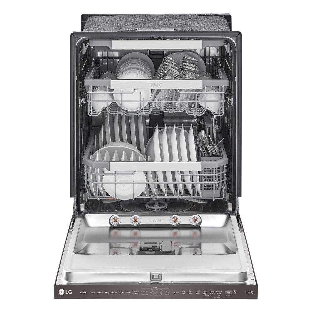 LG 24 in. PrintProof Black Stainless Steel Top Control Smart Dishwasher ...