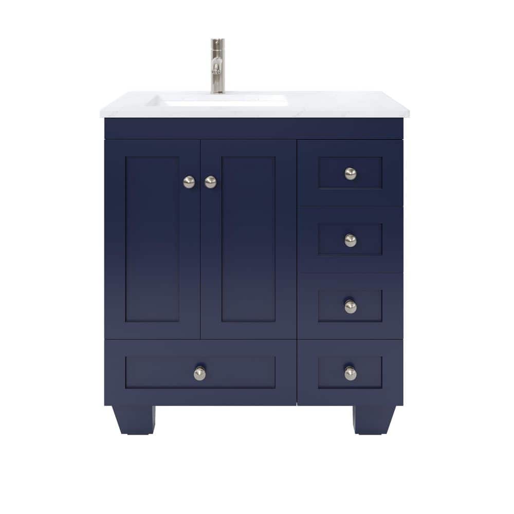 Reviews for Eviva Happy 30 in. Single Sink Blue Bath Vanity with White ...