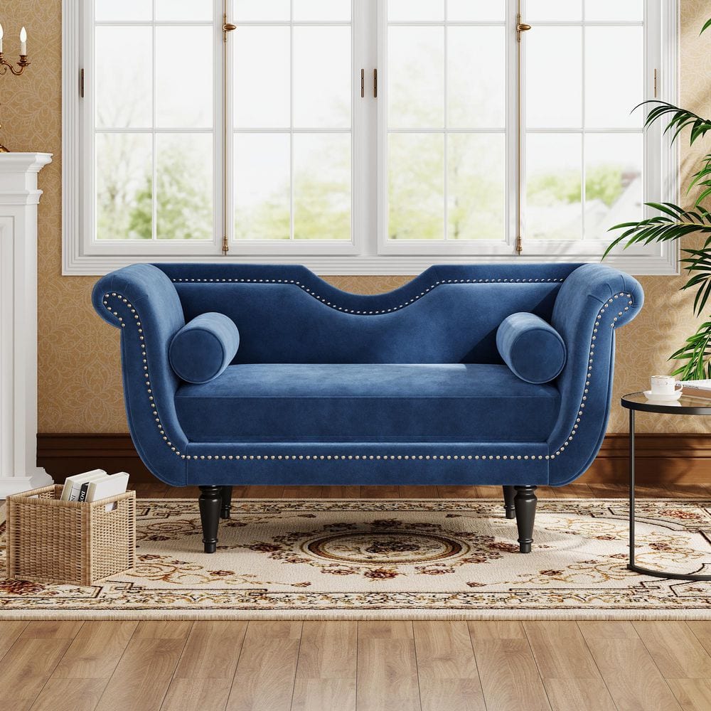 CHRISTOPHER KNIGHT HOME Dervell French 53.4 in. Dark Blue Velvet ...