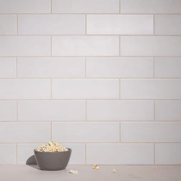 CRUZ BAY STUDIO Bedouin 3.5 in. x 6 in. Light Grey Matte Ceramic Subway Wall Tile Sample ...