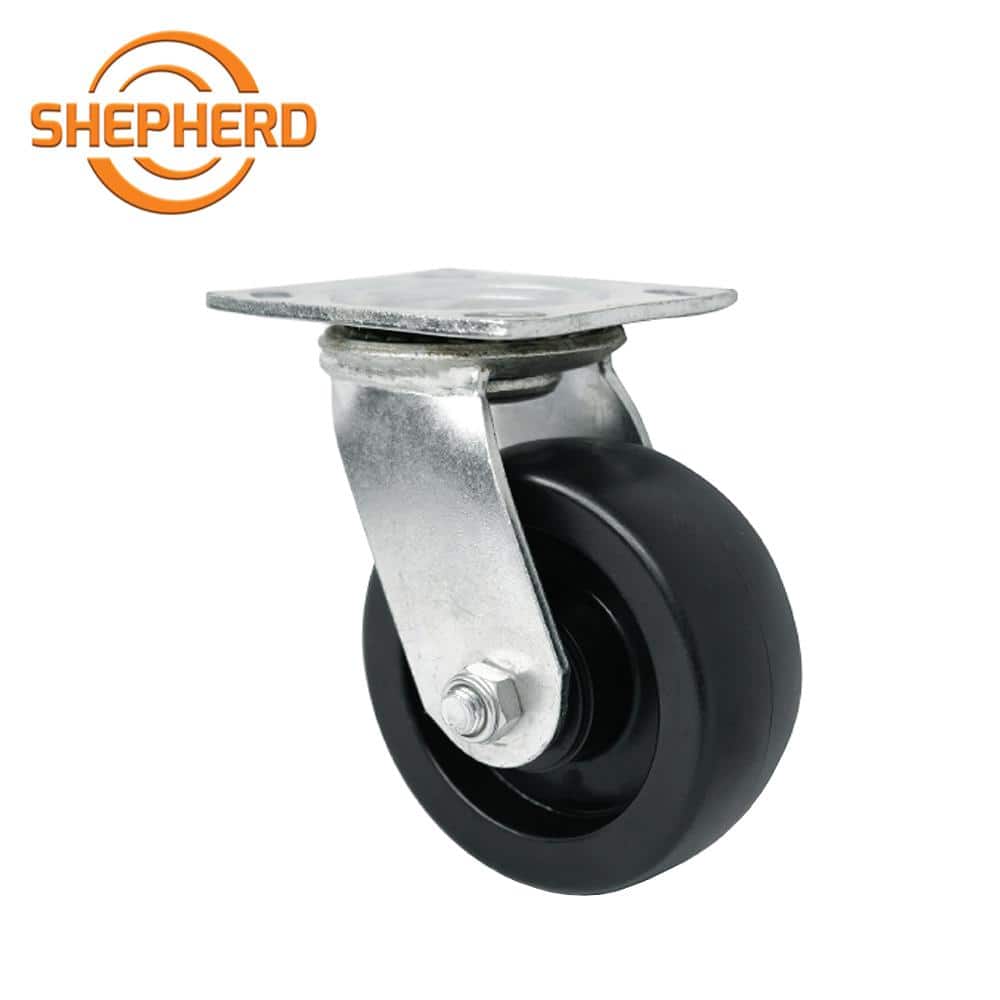 Shepherd 5 in. Black Polypropylene and Steel Swivel Plate Caster with ...