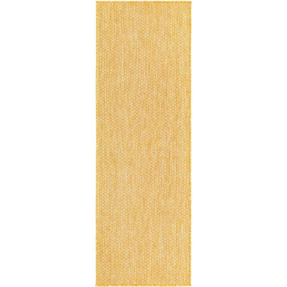 Unique Loom Outdoor Solid Corn Harvest Yellow 2 ft. x 6 ft. 1 in. Area ...