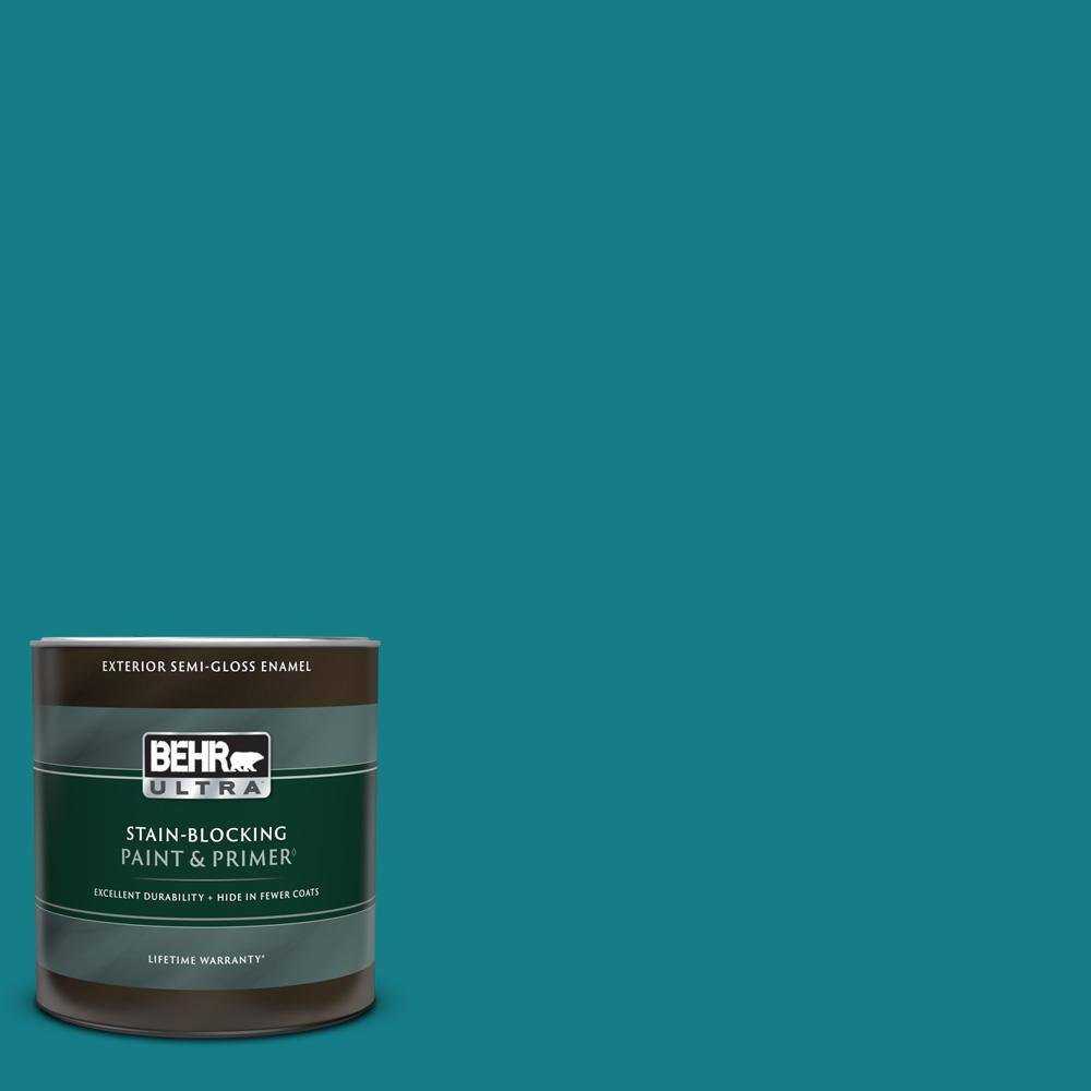 BEHR ULTRA 1 qt. #PPU13-01 Caribe Semi-Gloss Enamel Exterior Paint ...