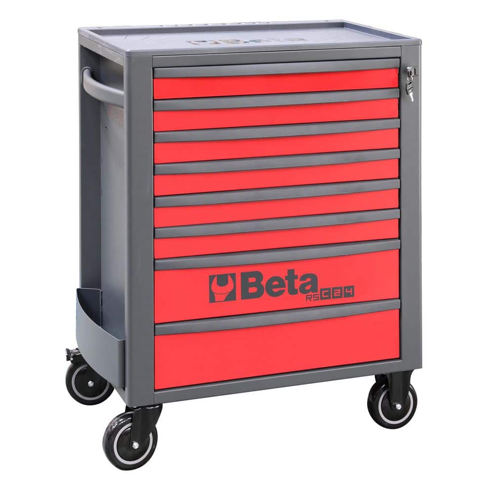 Beta RSC24 Heavy Duty 29 in. Wide Red Steel Rolling Tool Box, 8-Drawers ...