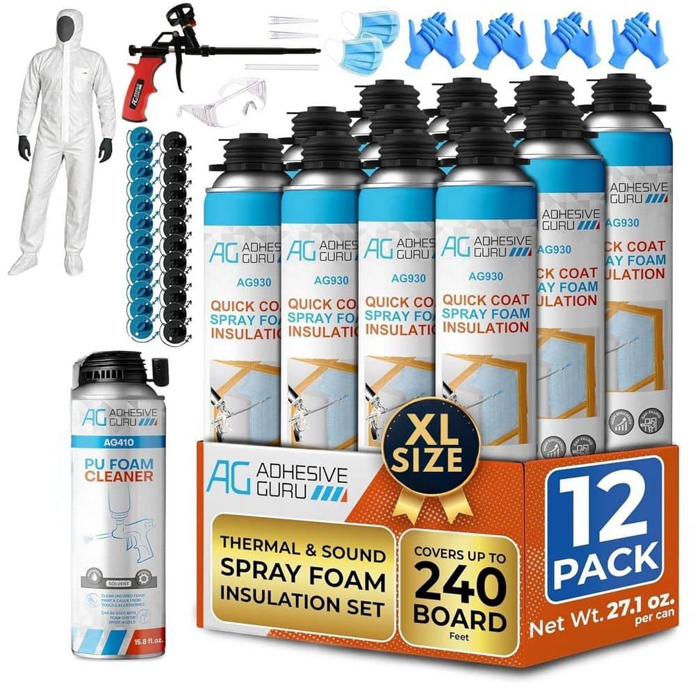 AG ADHESIVE GURU AG930S Insulation Foam Set-12 Pack Spray Foam Sealant (32.8 oz. ) and Foam ...