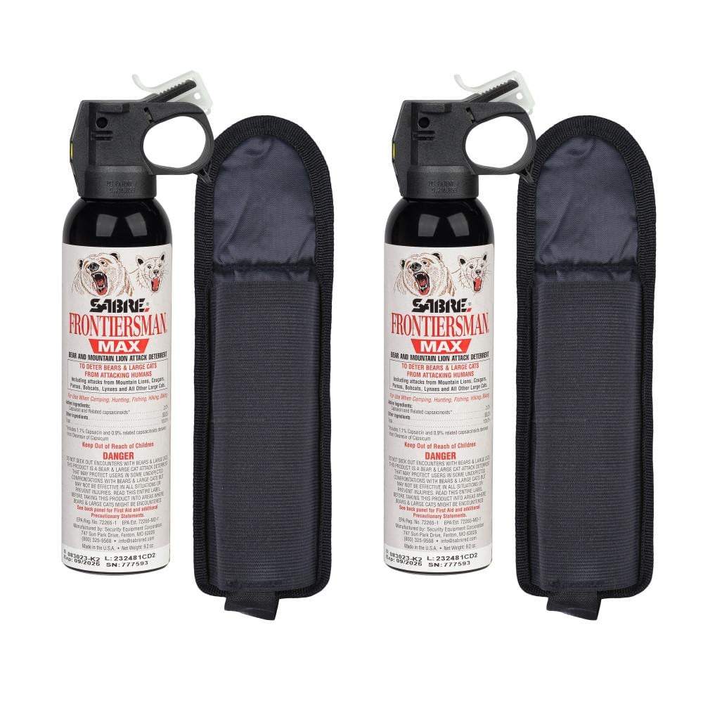 SABRE Frontiersman MAX 9.2 oz. Bear and Mountain Lion Spray with 2-Belt ...