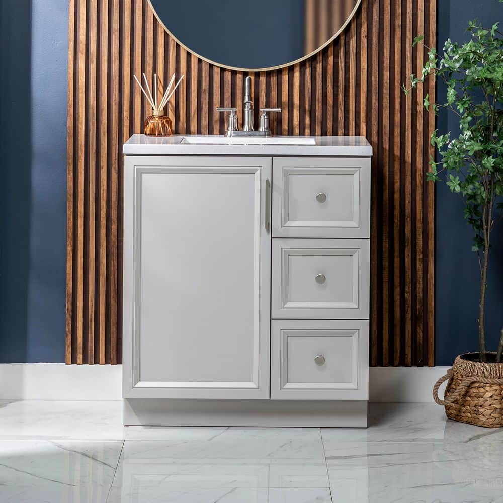 Glacier Bay Bannon 31 in. Single Sink Pearl Gray Bath Vanity with ...