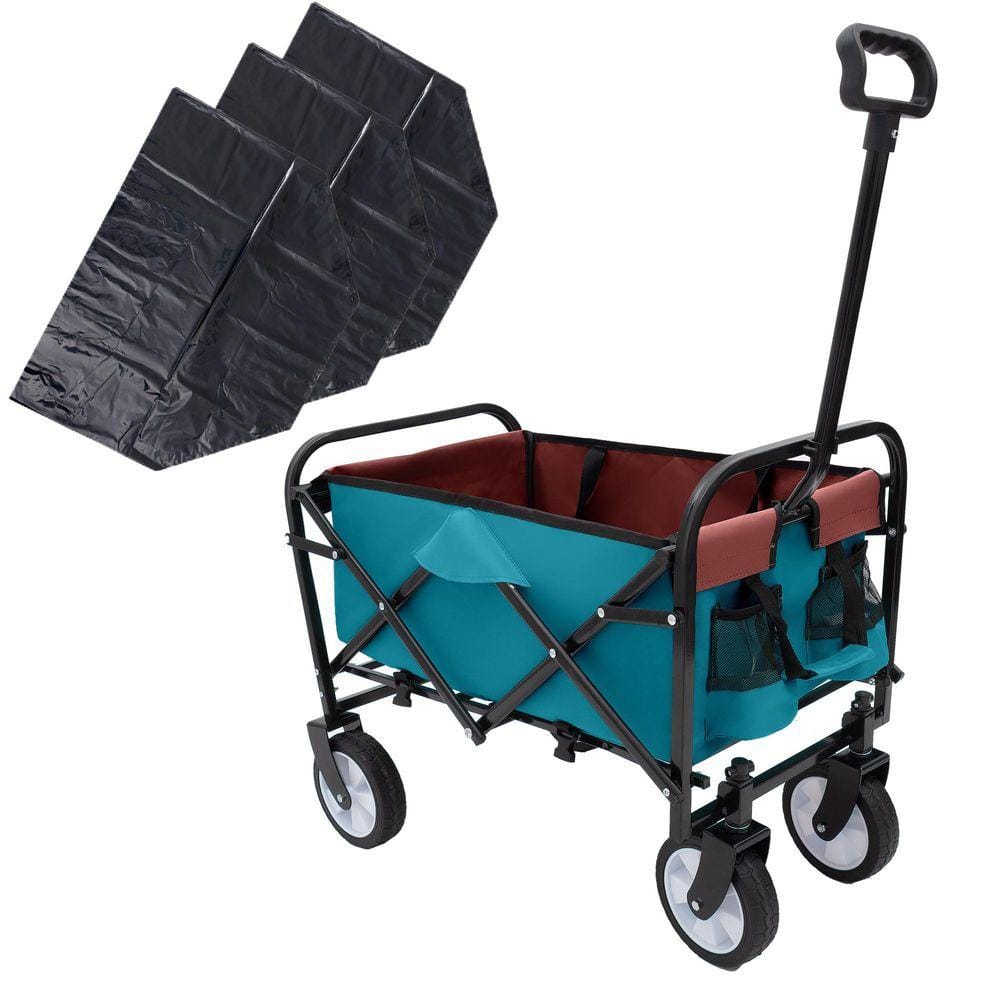 Tileon 10 cu. ft. Steel Garden Cart, Multi-use Collapsible Foldable ...
