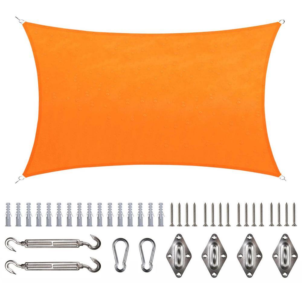 COLOURTREE 7 ft. x 12 ft. Waterproof Orange Rectangle Sun Shade Sail ...