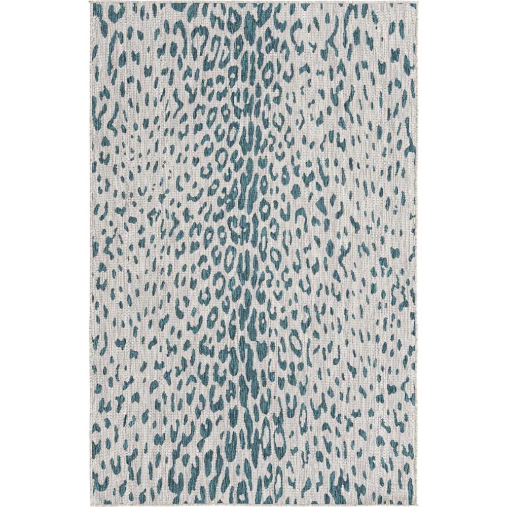 Unique Loom Outdoor Safari Samburu Teal 5 ft. 3 in. x 7 ft. 10 in. Area ...