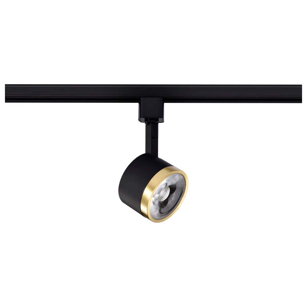 SATCO Matte Black/Brushed Brass Integrated LED Fixed Track Round Back ...