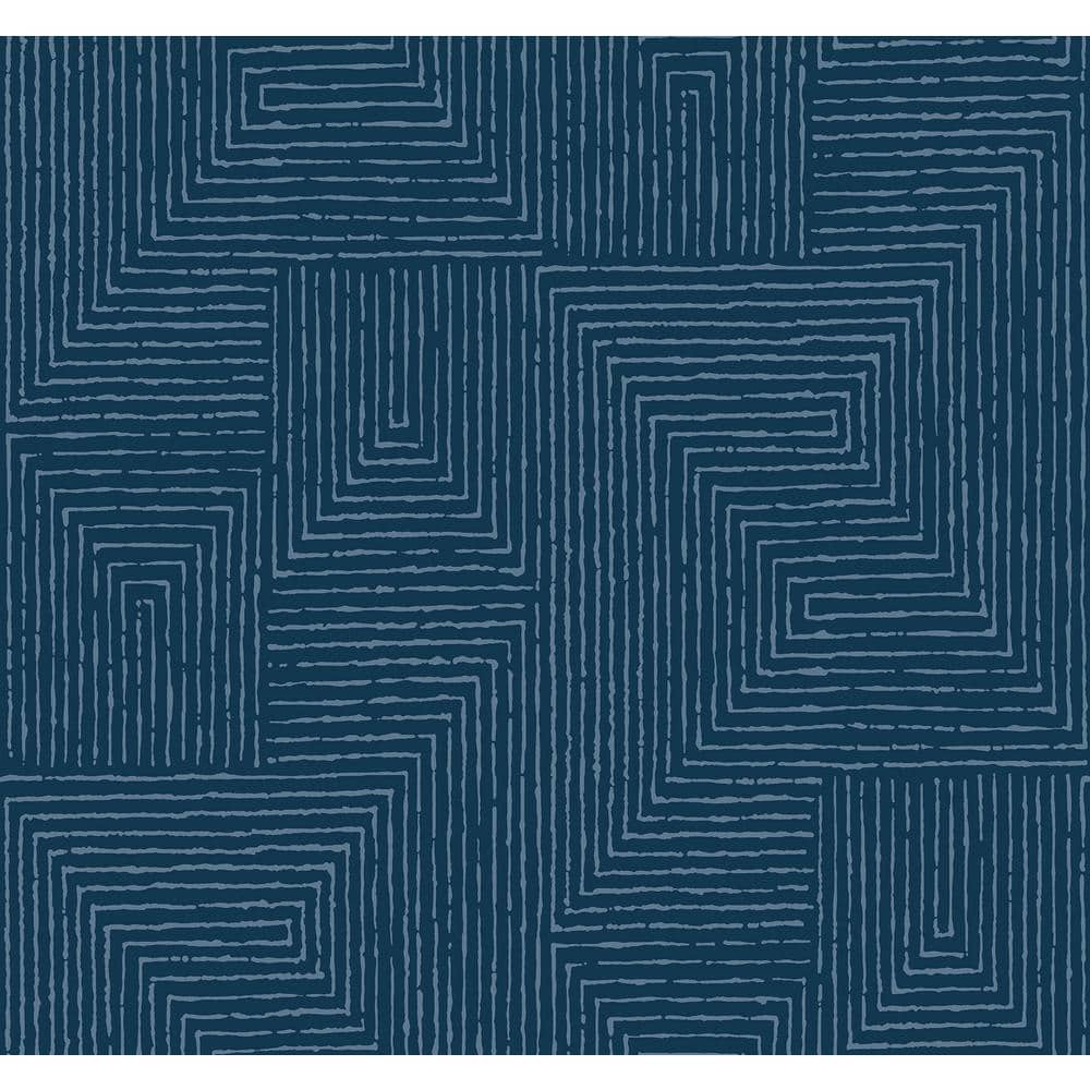SCOTT LIVING Mortenson Blue Navy Geometric Wallpaper Sample 4034 ...