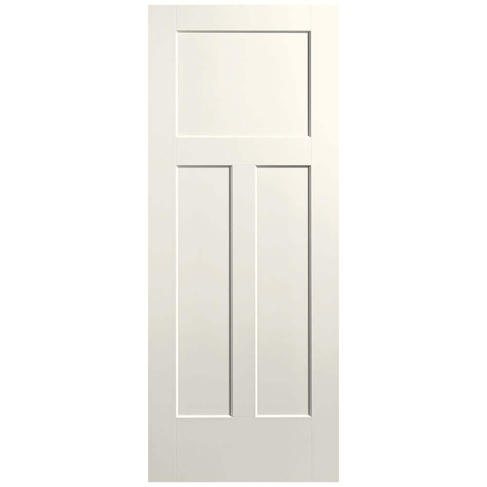 Masonite 32 in. x 80 in. 3-Panel Winslow Single Bore Solid Core Ivory ...
