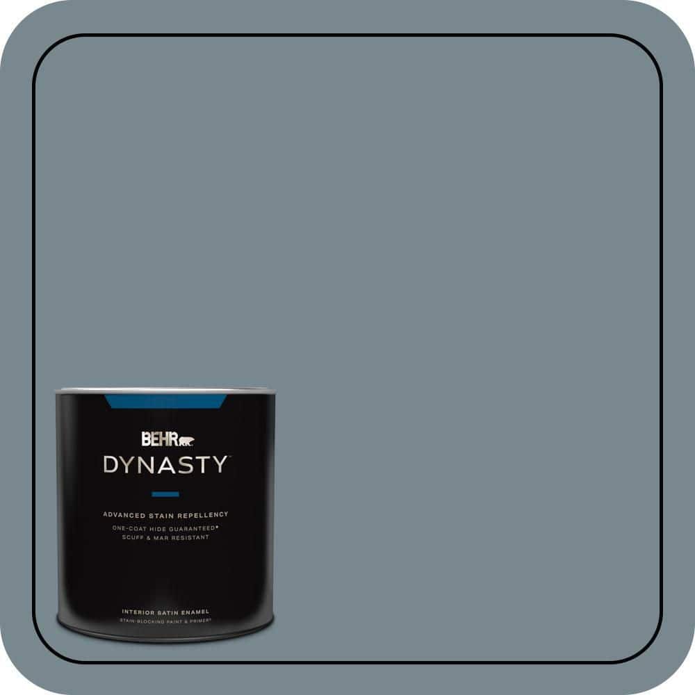 BEHR DYNASTY 1 qt. #N470-5 Norwegian Blue One-Coat Hide Satin Enamel ...