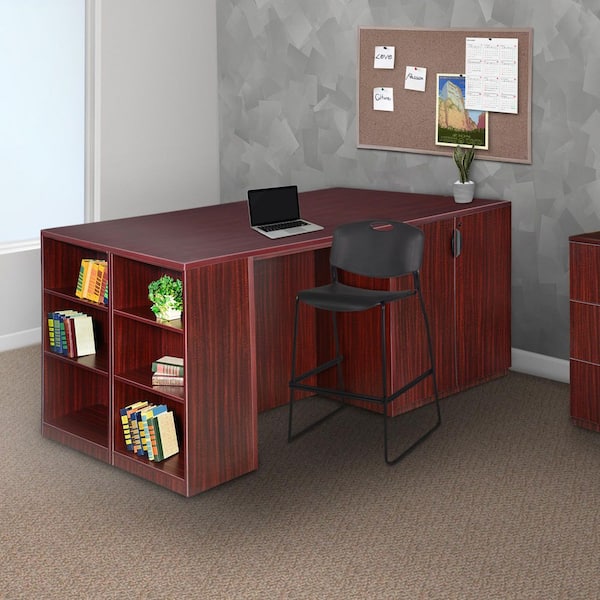 Regency Legacy 85 in. Mahogany Stand Up Desk / 3 Storage Cabinet Quad ...