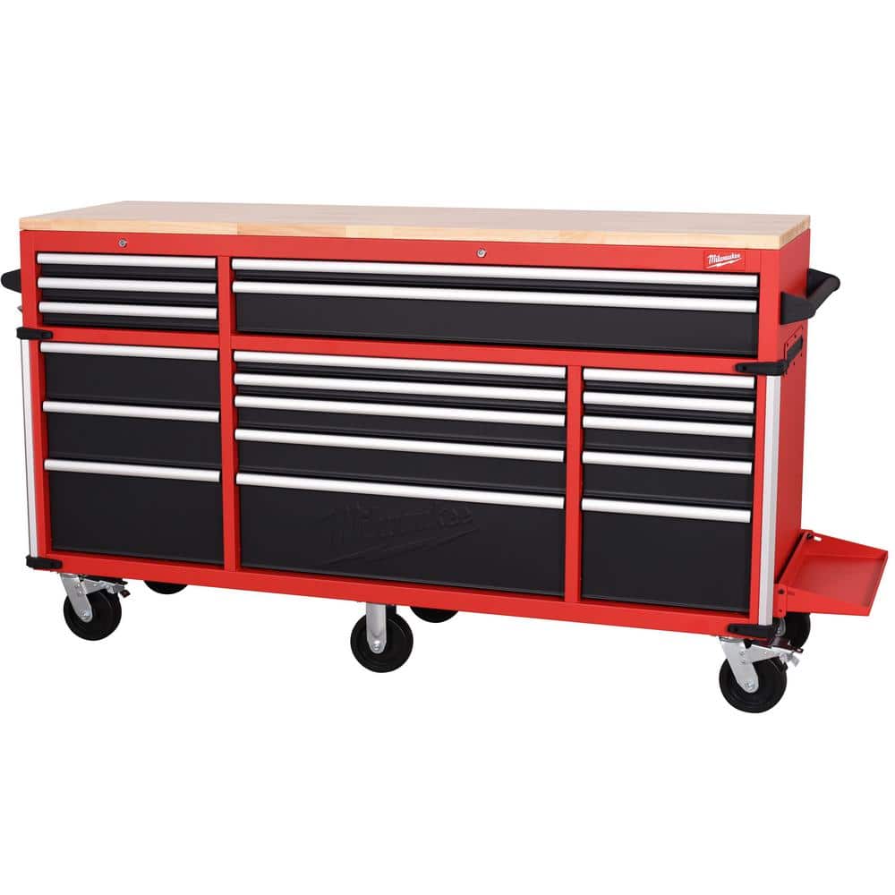 Milwaukee High Capacity 72 in. W x 22 in. D 18-Drawer Mobile Workbench ...