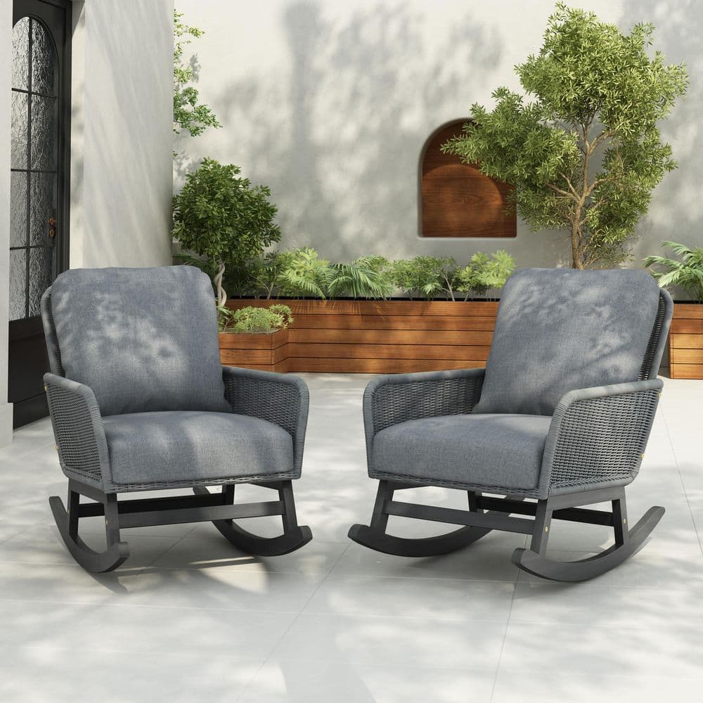 CHRISTOPHER KNIGHT HOME Emerson Modern Wood and Metal Outdoor Rocking ...