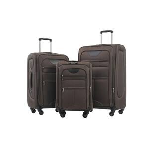 Tatahance 3-Piece Brown Softside Lightweight Luggage Set with Spinner ...