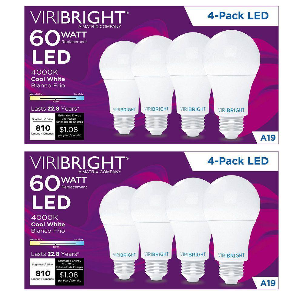 Viribright 60-Watt Equivalent A19 E26 Title 20 Compliant Dimmable ...