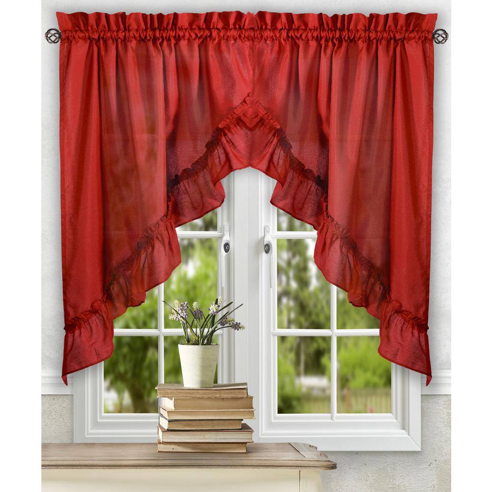 Ellis Curtain Stacey 38 in. L Polyester/Cotton Swag Valance Pair in Red ...