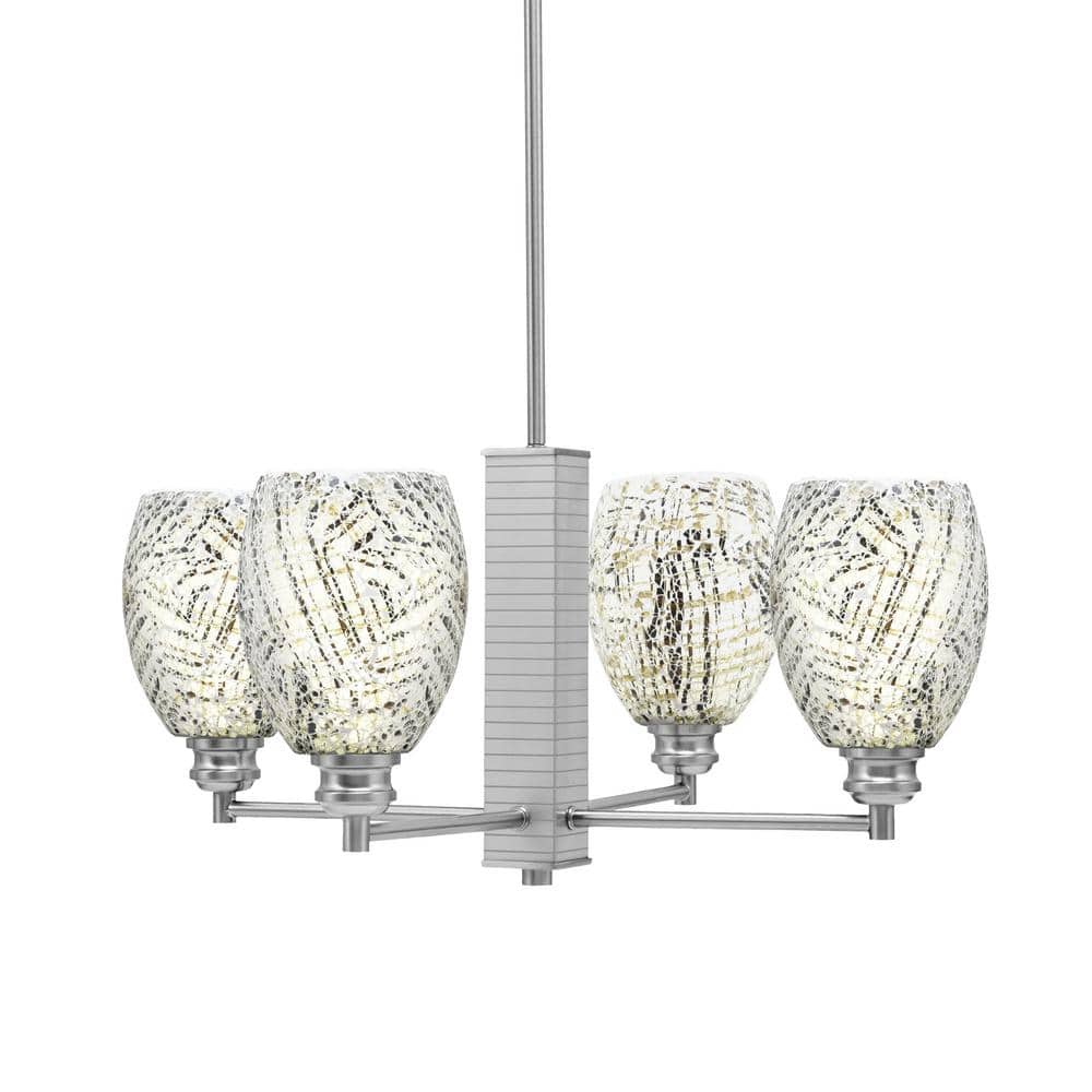 Albany 22.75 in. 4-Light Brushed Nickel Chandelier with Natural Fusion ...