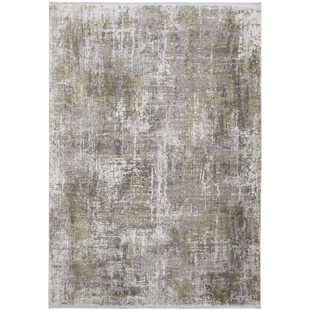 HomeRoots 7 ft. x 10 ft. Gray and Ivory Abstract Area Rug 2000512148 ...