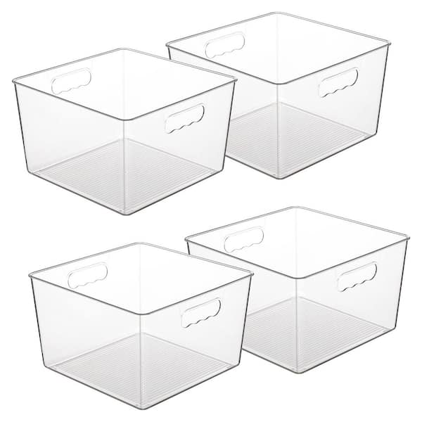 Clear Acrylic Storage Bins with Handles, 4-Pack Extra Large Square ...