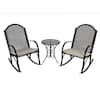 Tortuga Outdoor Garden Metal Patio Rocking Chair Set with Tan Cushions ...