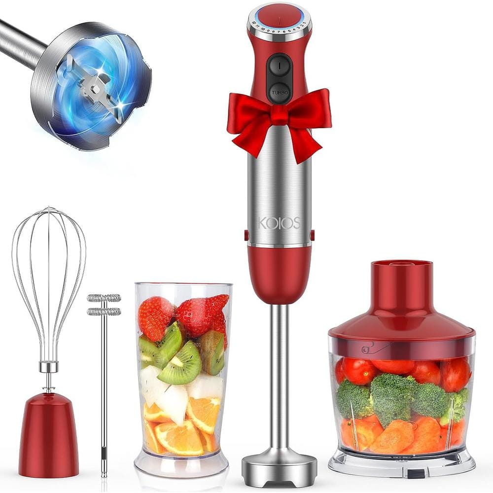 JEREMY CASS 12-Speed Immersion Blender in Red with Anti-Splash Blades ...