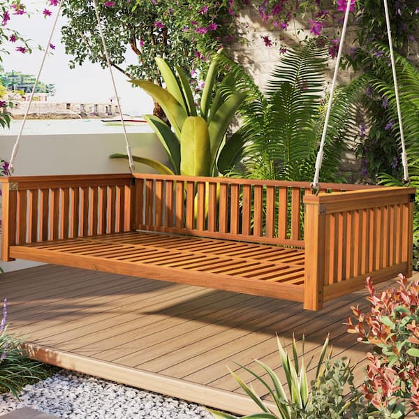 Coporesell 2-Person Teak Wood Porch Swing CLTMOS01T - The Home Depot