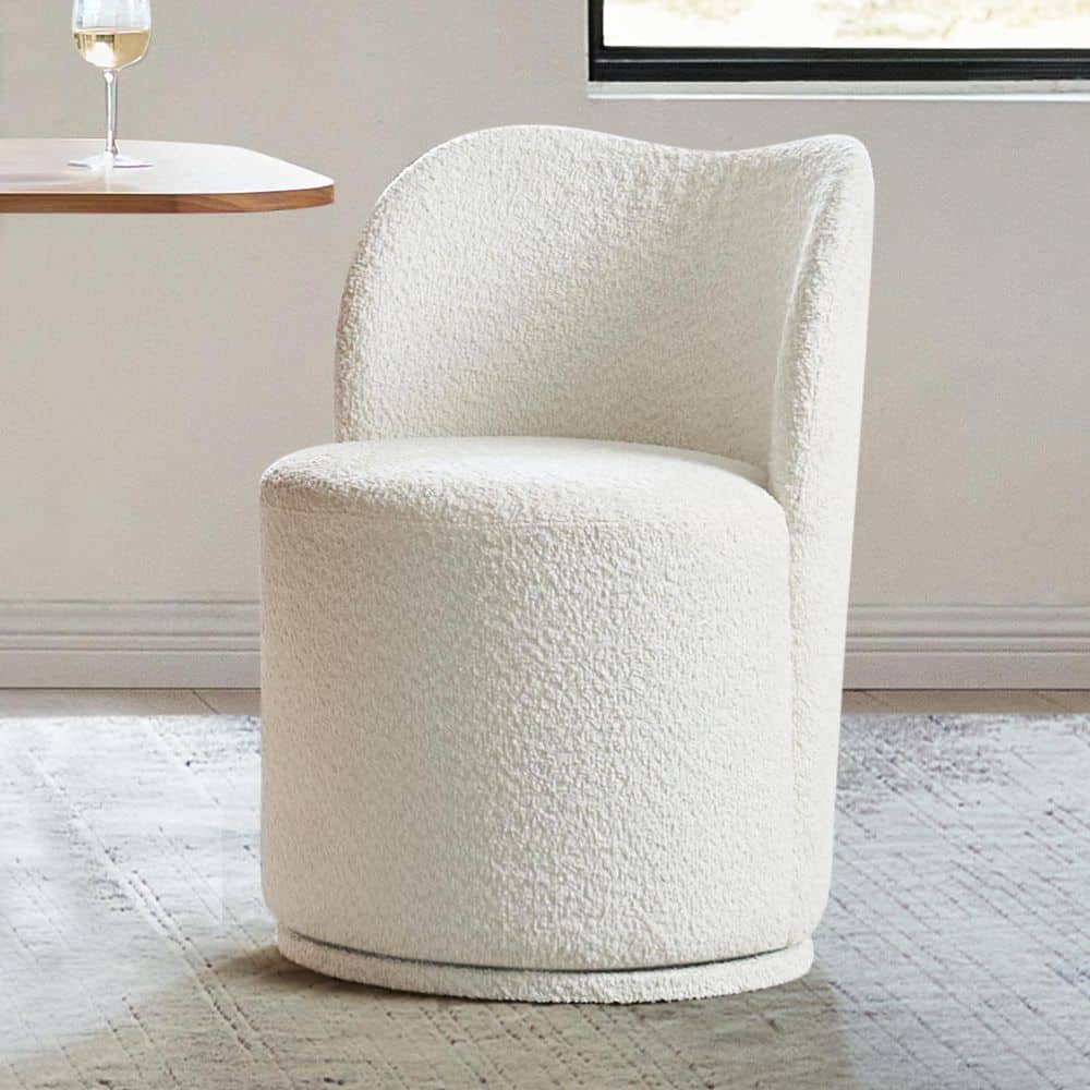 JAYDEN CREATION Clester Beige Polyester 360° Swivel Dining Chair ...