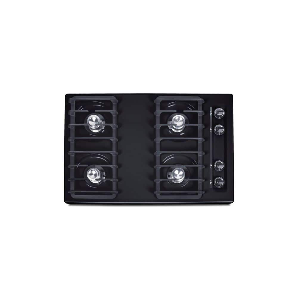 Summit Appliance 30 in. Wide Gas Cooktop in Black with 4 Burners ...