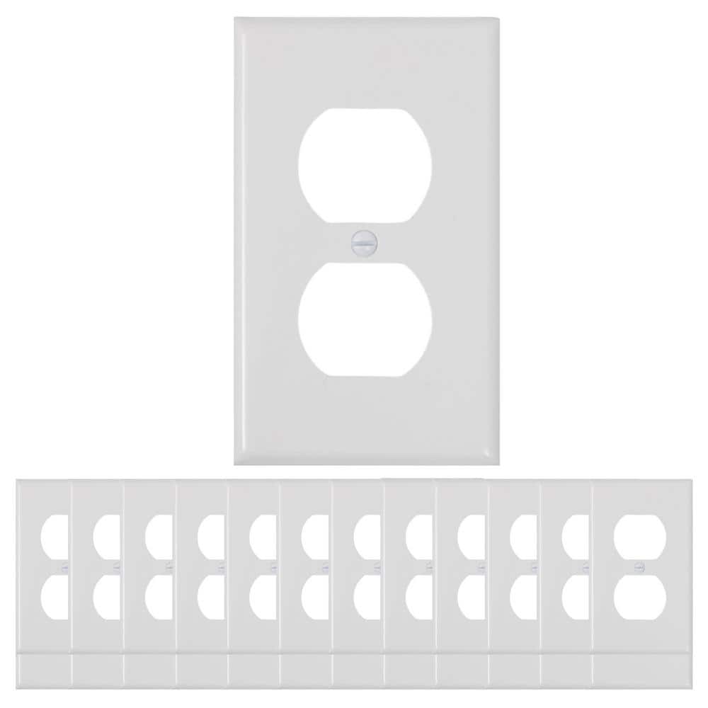 E ENERGETIC LIGHTING 1-Gang White Duplex Outlet Plastic Wall Plate (25 ...