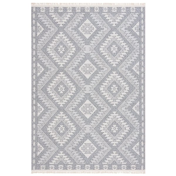 SAFAVIEH Prairie Gray/Ivory 8 ft. x 10 ft. Aztec Diamonds Area Rug ...