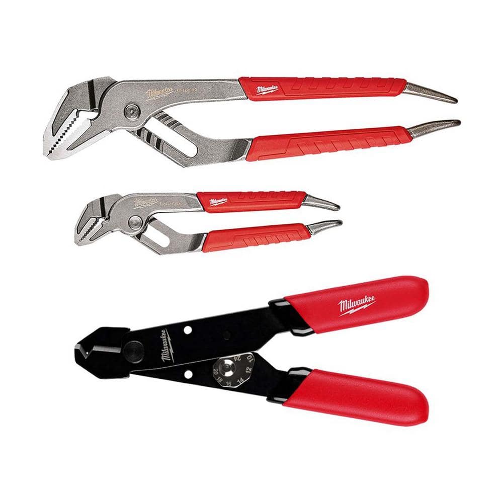 Milwaukee 6 in. and 10 in. Straight-Jaw Pliers Set with 12-24 AWG ...