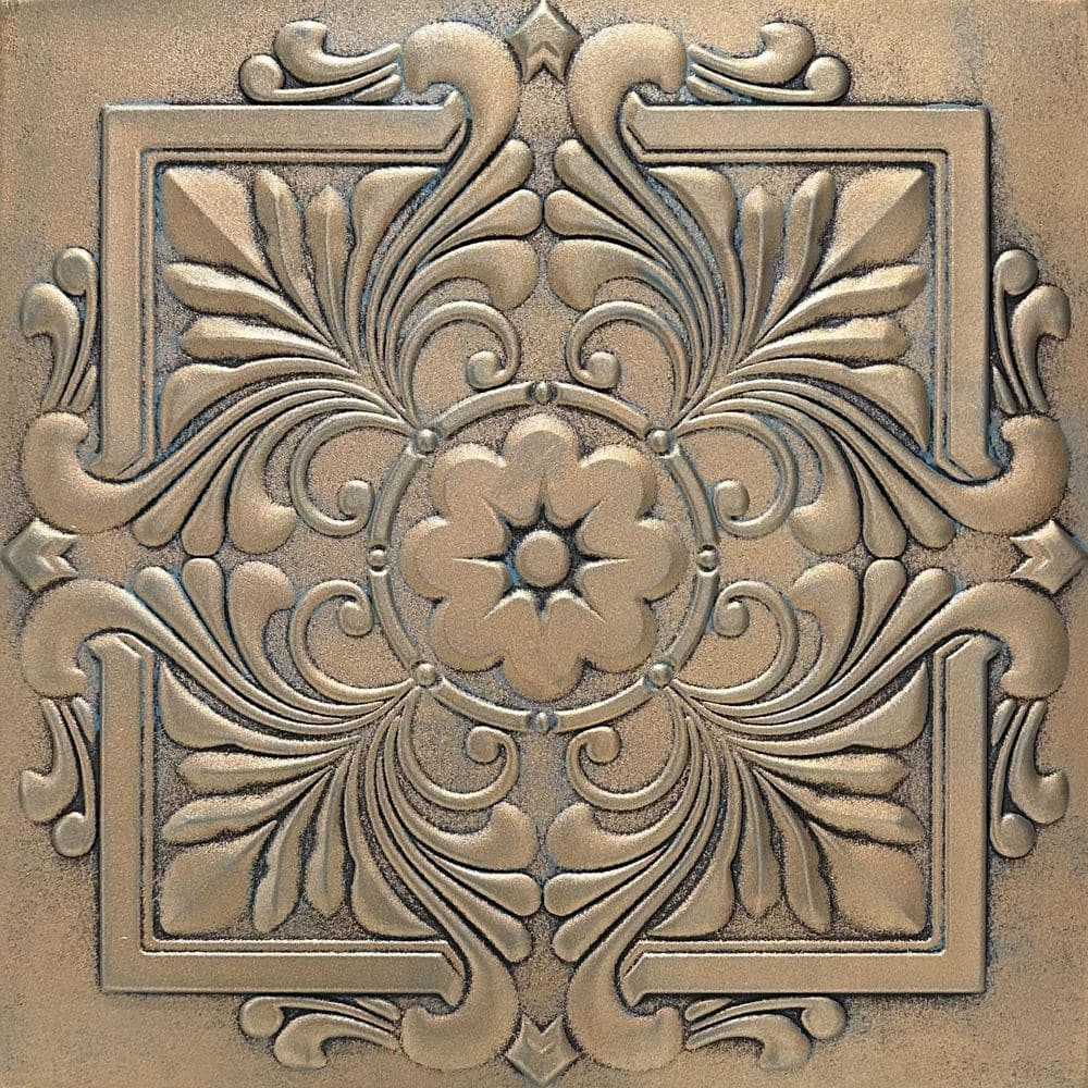 A La Maison Ceilings Victorian Aged Copper 1.6 ft. x 1.6 ft. Decorative ...