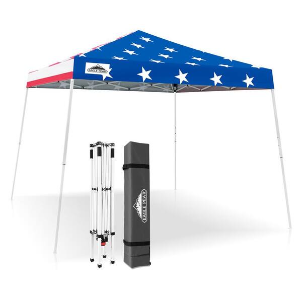 EAGLE PEAK 10 ft. W x 10 ft. D Slant Leg Pop-Up Canopy Tent E64EP-AFL ...