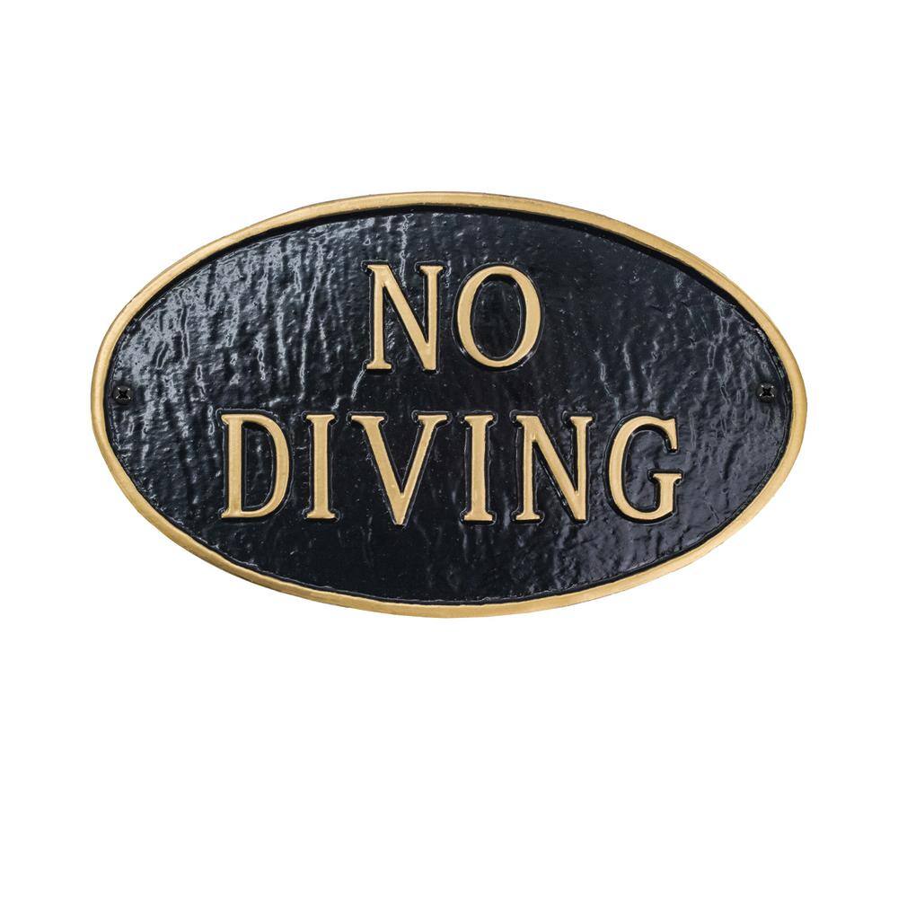 Montague Metal Products No Diving Small Oval Statement Plaque - Black ...