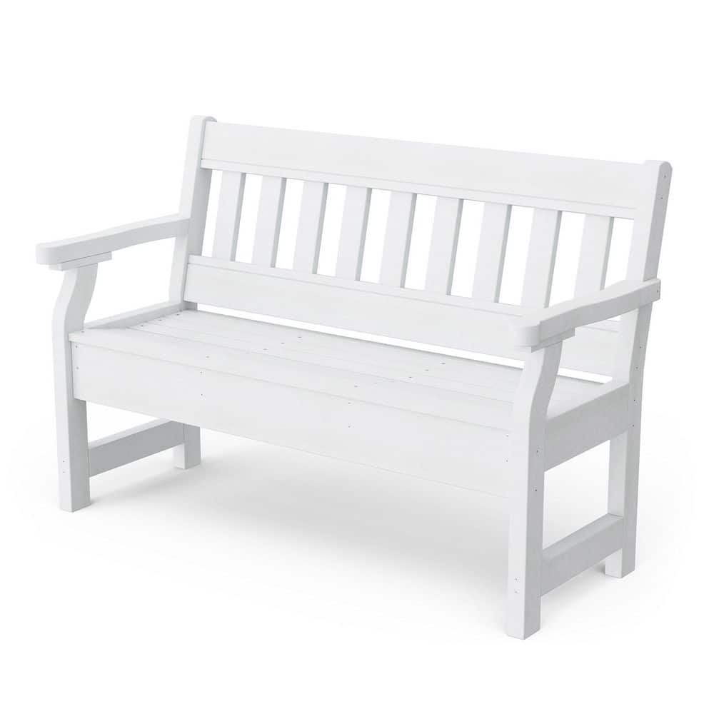Wildridge Heritage White HDPE Plastic Outdoor Garden Bench LCC-124-BW ...