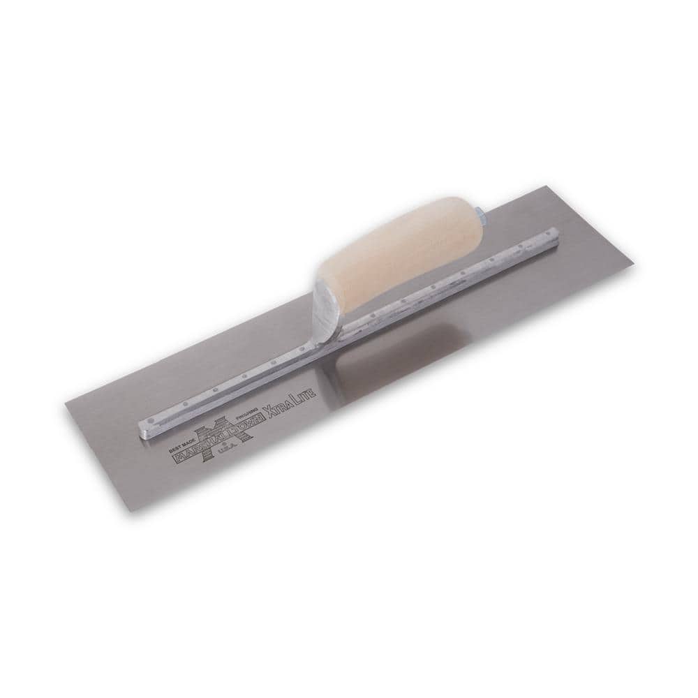 MARSHALLTOWN 18 in. x 3 in. Finishing Curved Wood Handle Trowel MXS75 ...