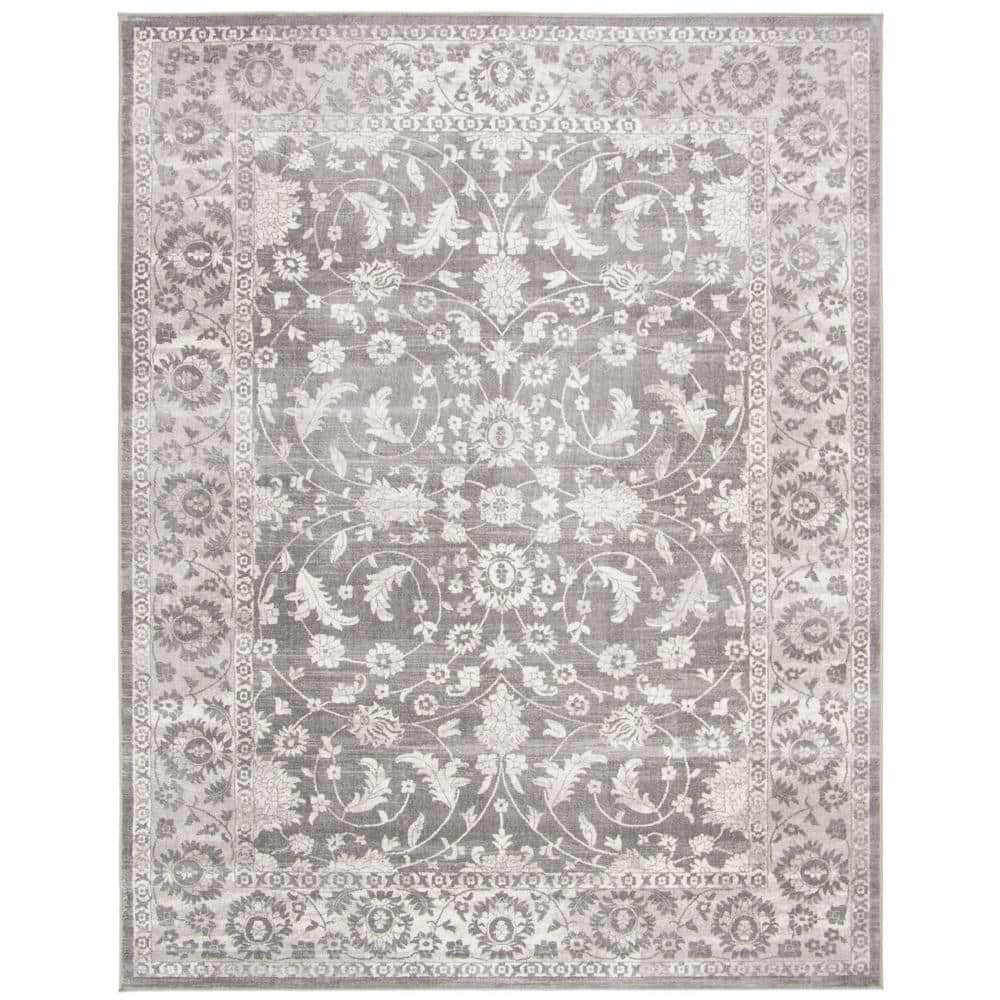 SAFAVIEH Brentwood Cream/Gray 9 ft. x 12 ft. Floral Border Area Rug ...