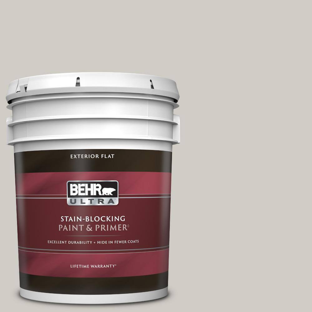 BEHR ULTRA 5 gal. #PPU26-10 Chic Gray Flat Exterior Paint & Primer ...