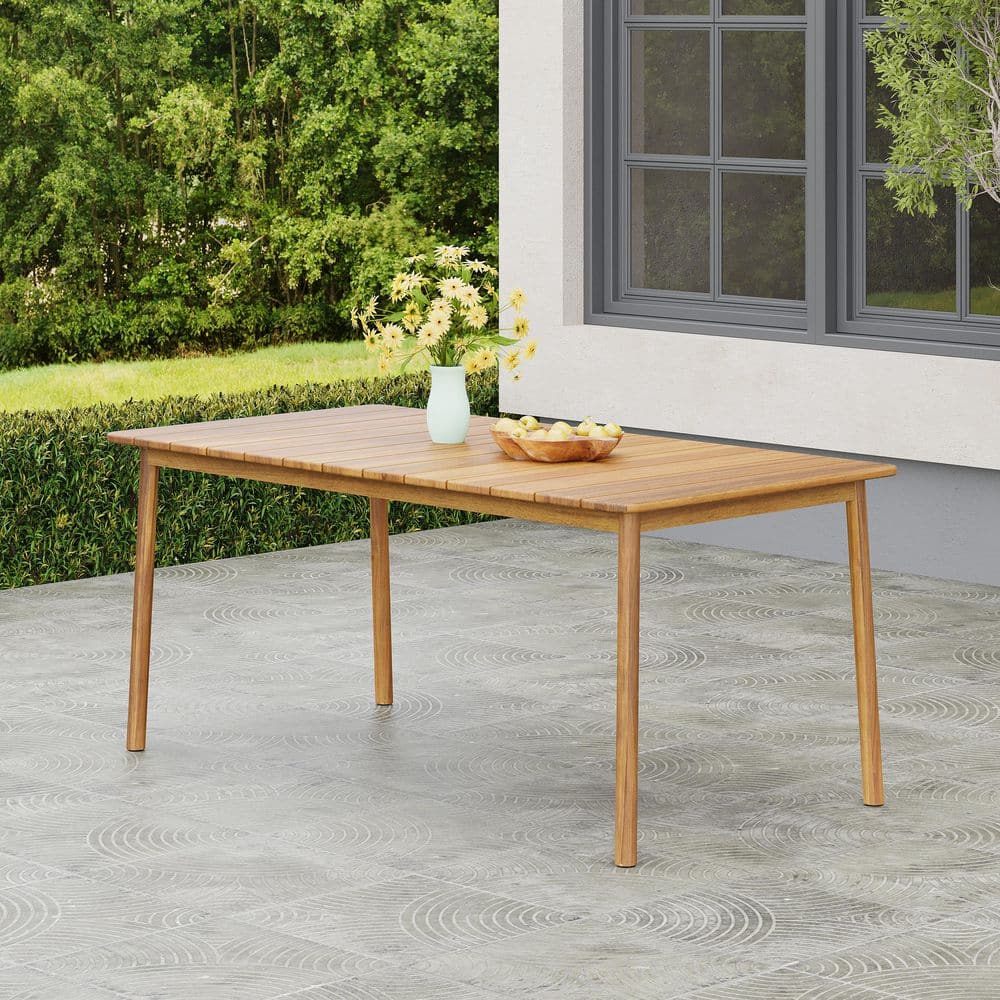 CHRISTOPHER KNIGHT HOME Ellis Modern Patio Solid Wood Rectangle Outdoor Dining Table, Teak ...