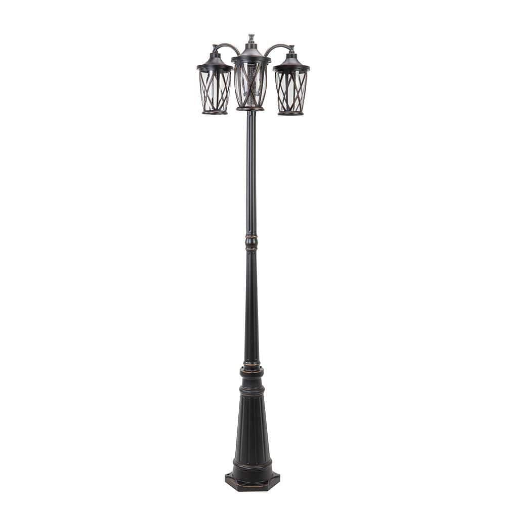 LUTEC 3-Light Black Cast Aluminum Hardwired Outdoor Weather Resistant ...