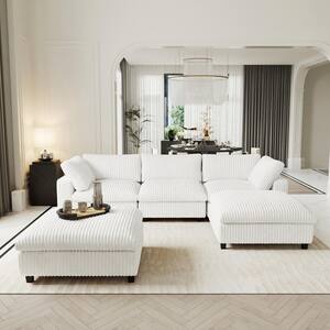 Magic Home 78.7 in. Square Arm Faux Rabbit Fur Velvet 4-Piece Loveseat ...