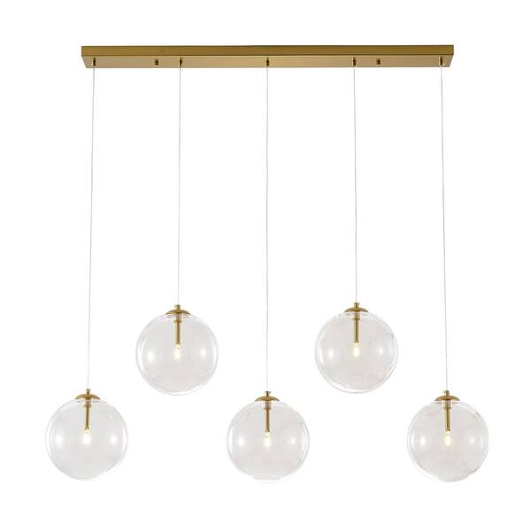 PAKOKULA Modern 5-Light Gold Linear Chandelier, Cluster Island Pendant ...