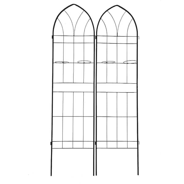 Misopily 94 in. H x 55 in. W Black Metal Garden Arch Trellis ...