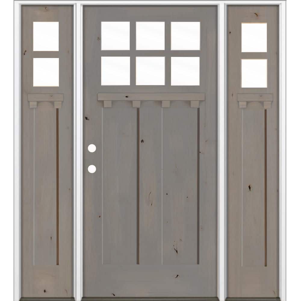 Krosswood Doors 64 in. x 80 in. Knotty Alder Right-Hand/Inswing 6 Lite ...