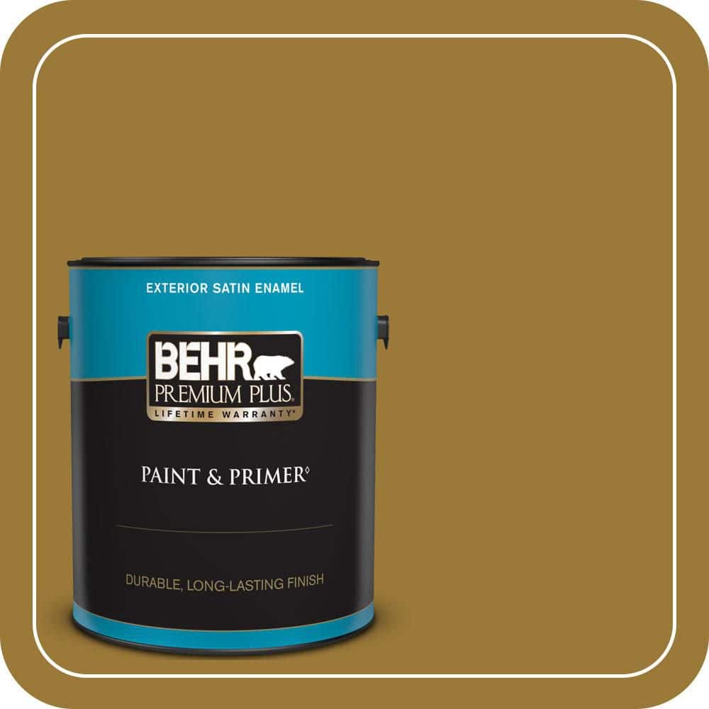 BEHR PREMIUM PLUS 1 Gal. #M300-7A Retro Gold Satin Enamel Exterior ...